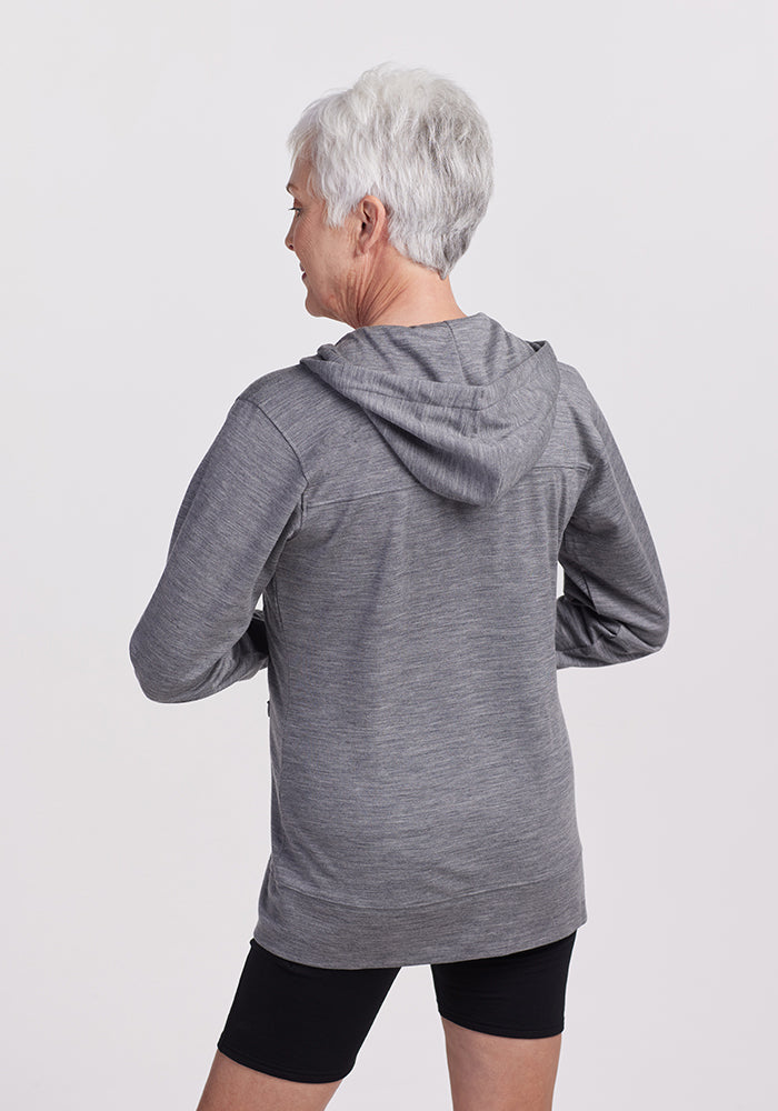 Womens Merino Wool Hooded Zip Front Sweatshirt - Free Shipping – Woolx