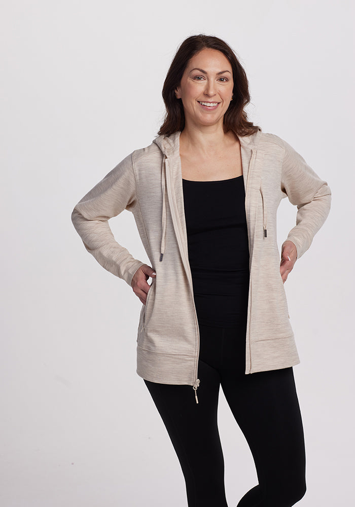 Womens Merino Wool Hooded Zip Front Sweatshirt - Free Shipping – Woolx