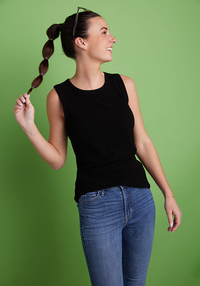 Merino Wool Ribbed Tank Top - Woolx Reagan High Neck Tank