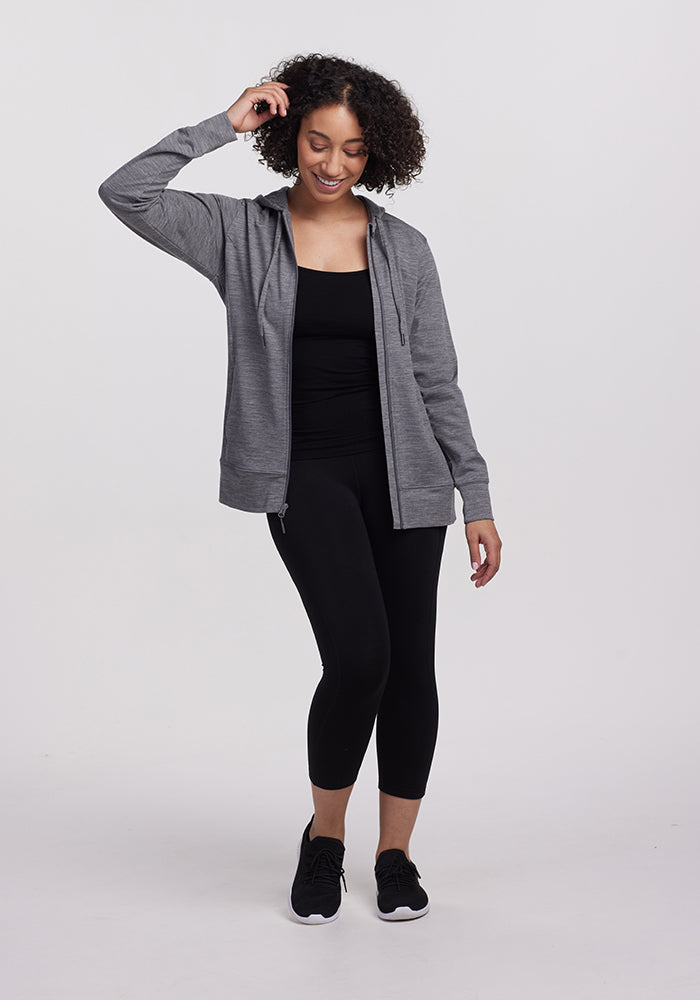 Womens Merino Wool Hooded Zip Front Sweatshirt - Free Shipping – Woolx