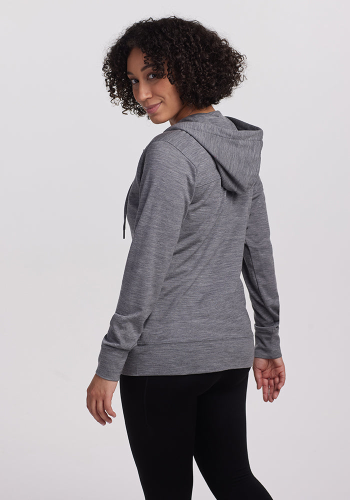 Womens Merino Wool Hooded Zip Front Sweatshirt - Free Shipping – Woolx