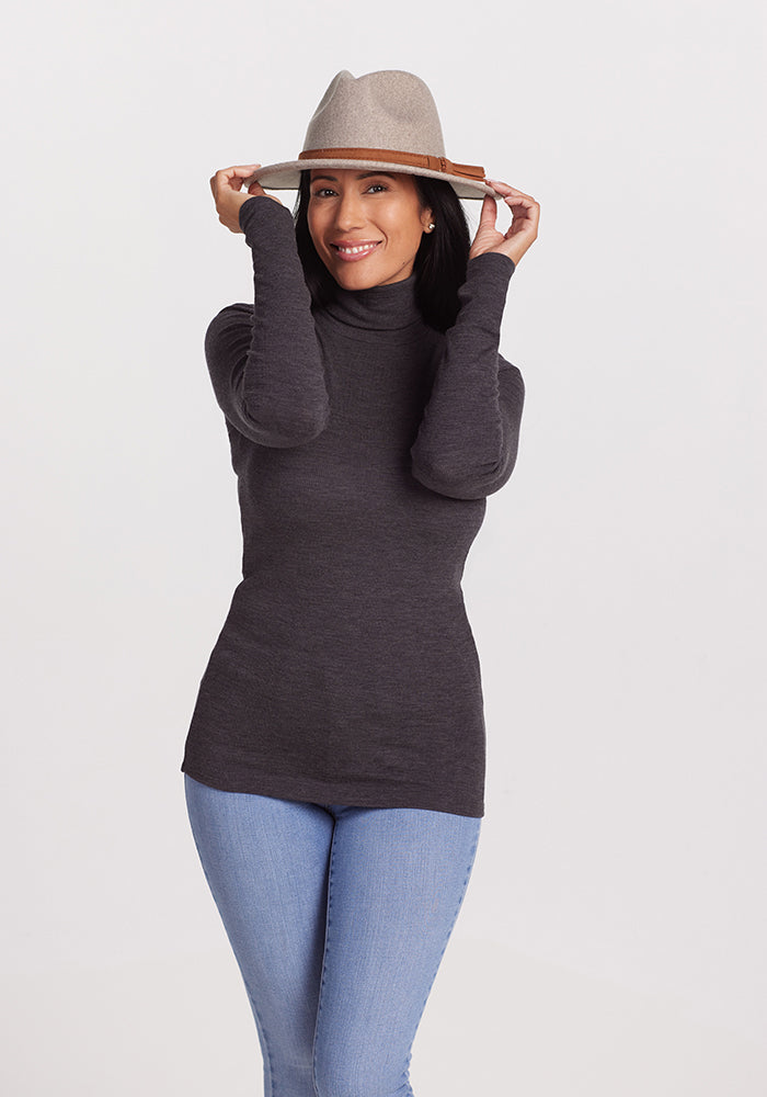 Womens Ribbed Turtleneck - Merino Wool Full Turtleneck - Woolx Sage