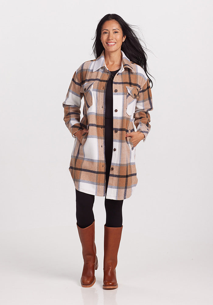 Womens Plaid Wool Shacket | Sutton Long Merino Wool Shacket – Woolx