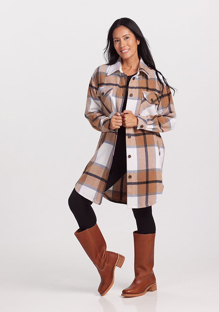 Womens Plaid Wool Shacket | Sutton Long Merino Wool Shacket – Woolx