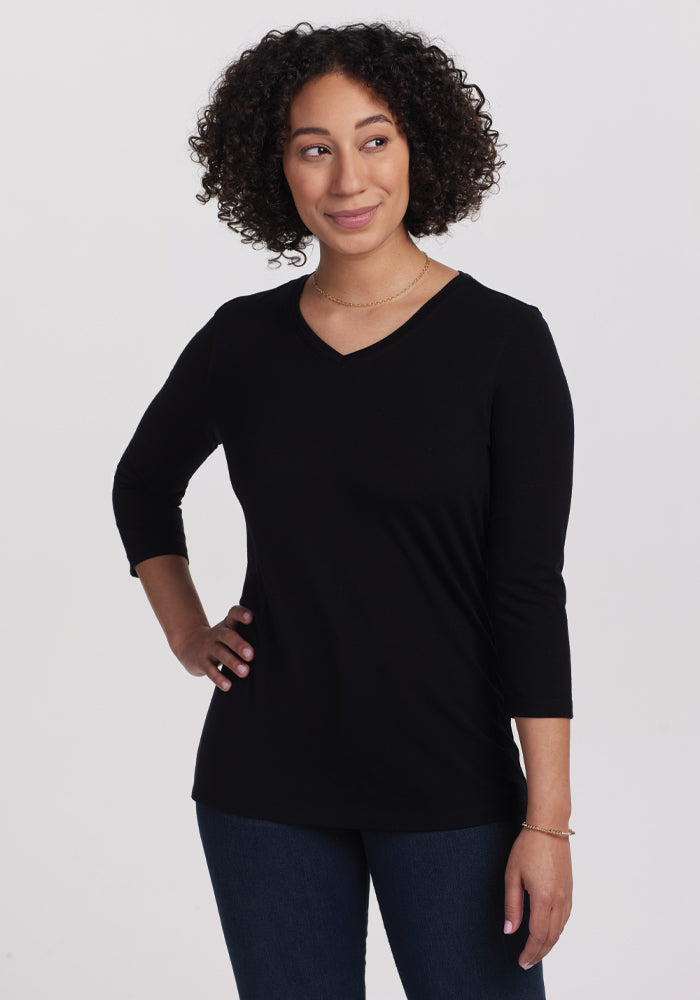 Women's 3/4 Sleeve Merino Wool Top - Woolx Elena