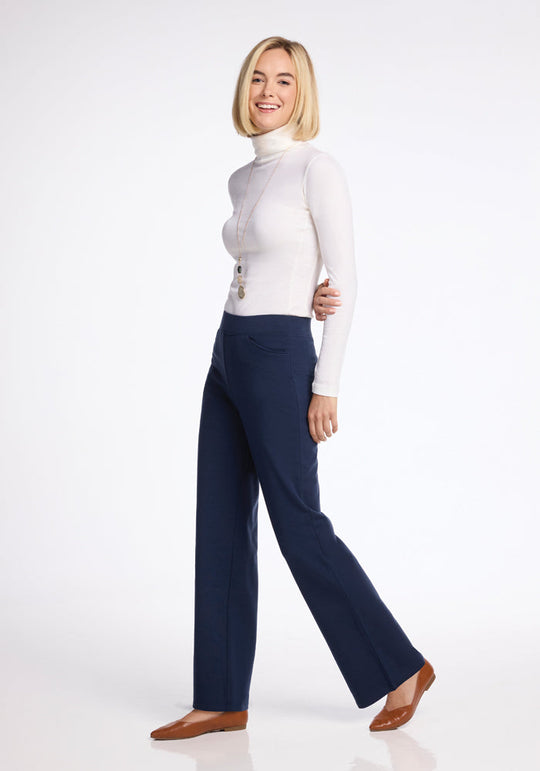 Ellie Navy Merino Wool Pants | Warm, Wide-Leg Wool Pants for Women – Woolx