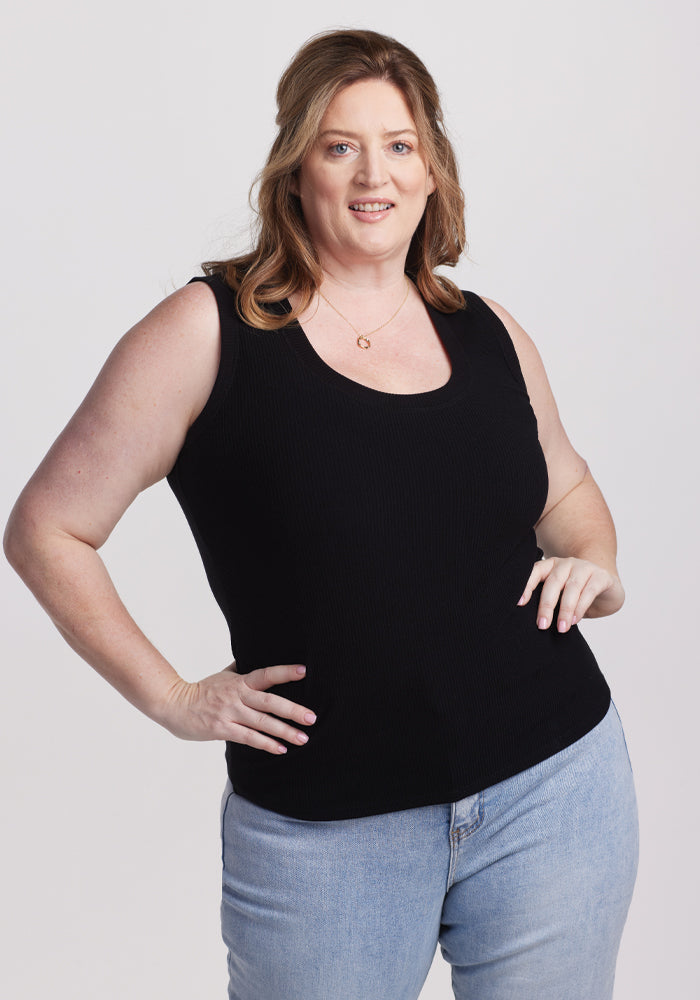 Black Ribbed Merino Wool Tank Top | Ultra-Soft, Breathable & Stylish ...