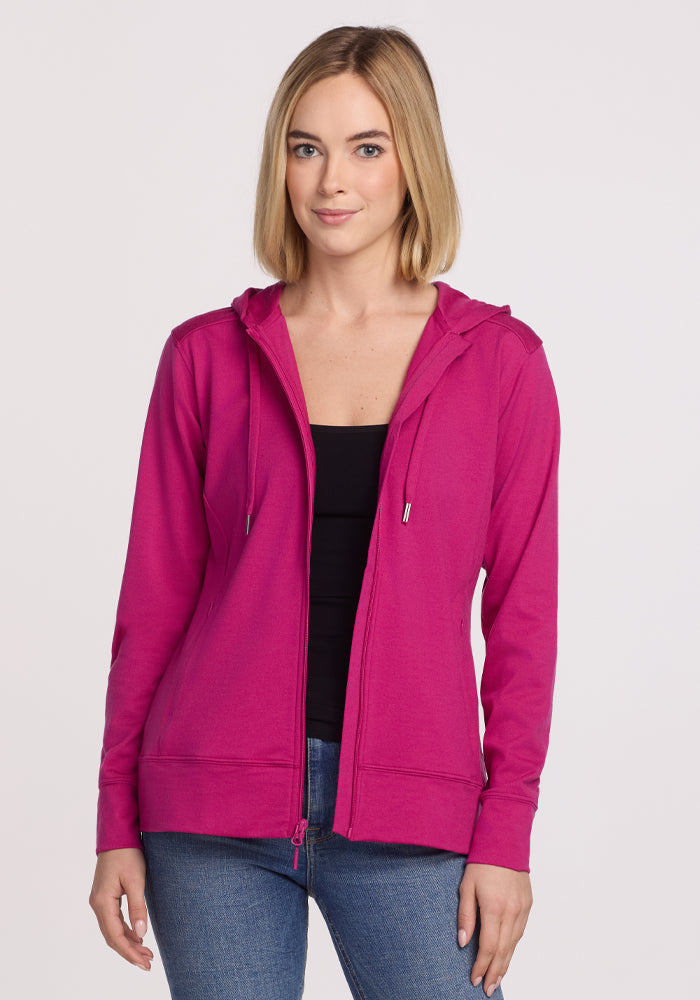 Womens Merino Wool Hooded Zip Front Sweatshirt - Free Shipping – Woolx