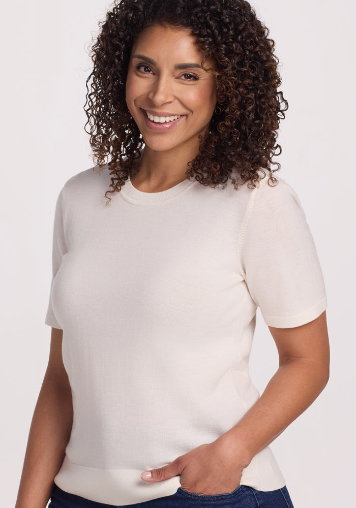 Anna Crew Sweater - Dewdrop Pearl – Woolx