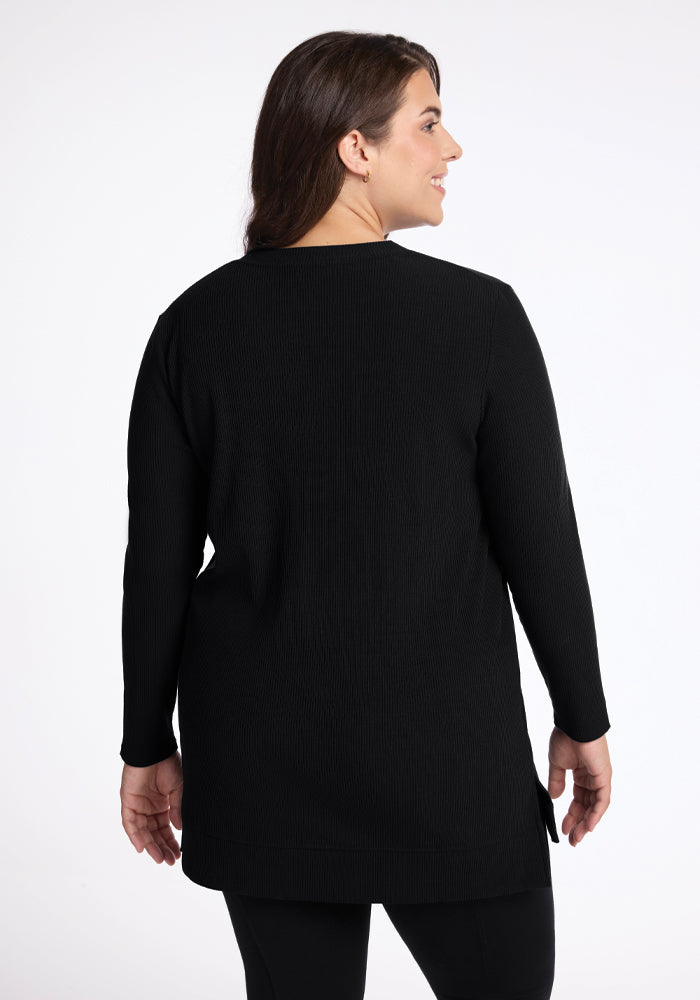 Evie Ribbed Tunic - Black – Woolx