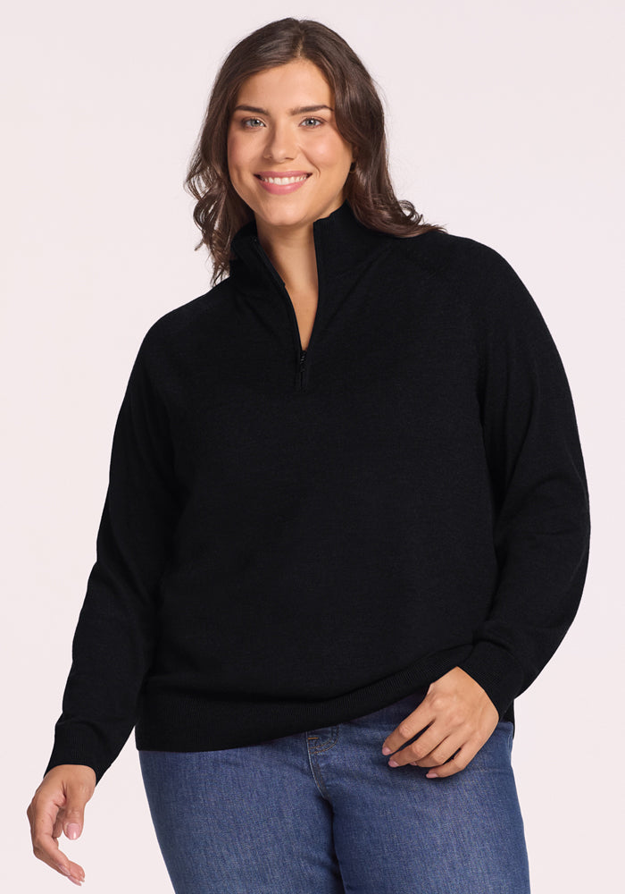 Collins Half Zip Sweater - Black – Woolx