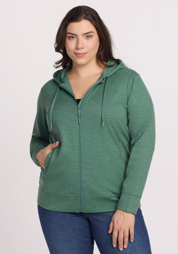 Womens Merino Wool Hooded Zip Front Sweatshirt - Free Shipping – Woolx